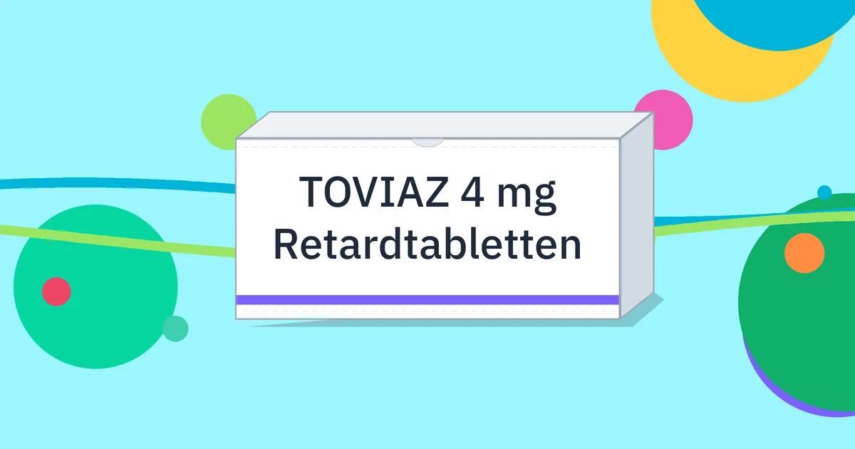 Symbolbild: Packung mit der Aufschrift TOVIAZ 4 mg Retardtabletten (PZN 05892339) – Verfügbarkeit und Bezug in Apotheken in Frankfurt am Main