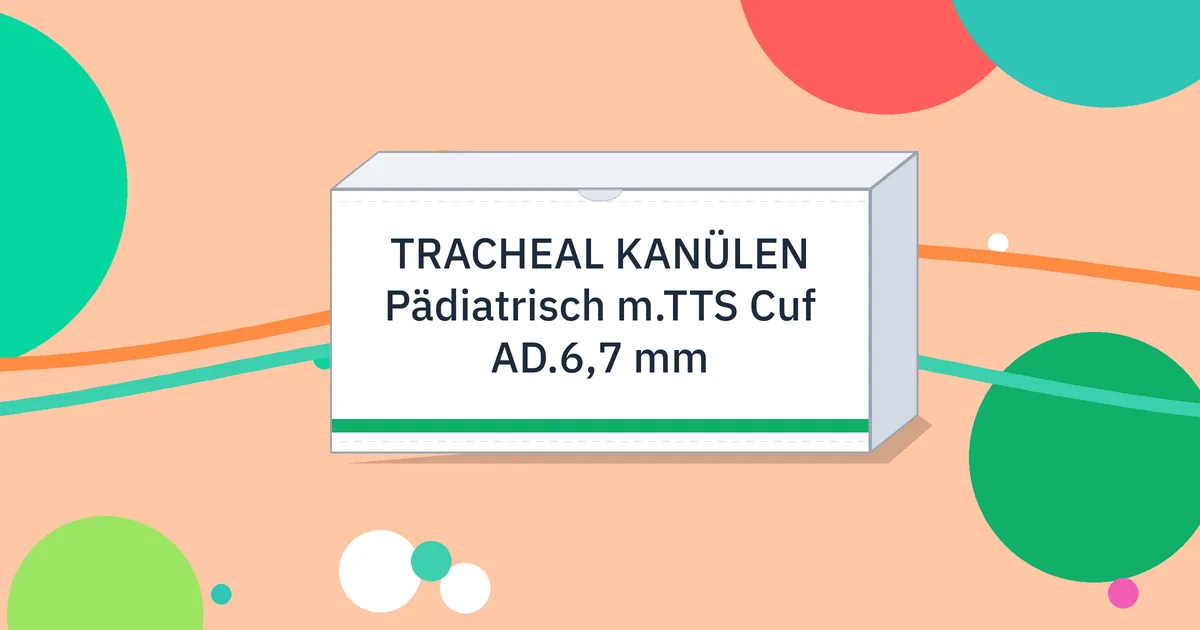 Symbolbild: Packung mit der Aufschrift TRACHEAL KANÜLEN Pädiatrisch m.TTS Cuf AD.6,7 mm (PZN 09217592) – Verfügbarkeit und Bezug in Apotheken in Frankfurt am Main