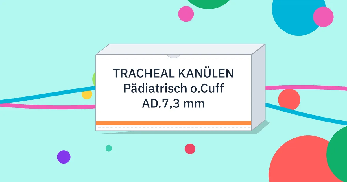 Symbolbild: Packung mit der Aufschrift TRACHEAL KANÜLEN Pädiatrisch o.Cuff AD.7,3 mm (PZN 09217362) – Verfügbarkeit und Bezug in Apotheken in Frankfurt am Main