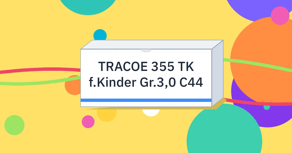 Symbolbild: Packung mit der Aufschrift TRACOE 355 TK f.Kinder Gr.3,0 C44 (PZN 11643882) – Verfügbarkeit und Bezug in Apotheken in Frankfurt am Main