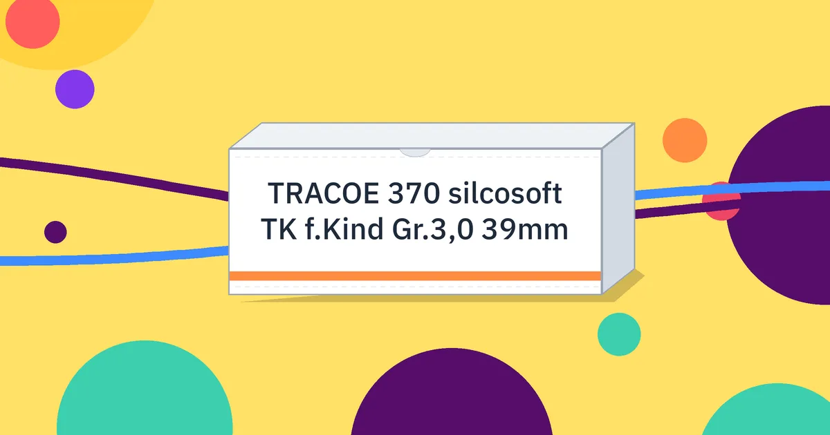 Symbolbild: Packung mit der Aufschrift TRACOE 370 silcosoft TK f.Kind Gr.3,0 39mm (PZN 14314044) – Verfügbarkeit und Bezug in Apotheken in Frankfurt am Main