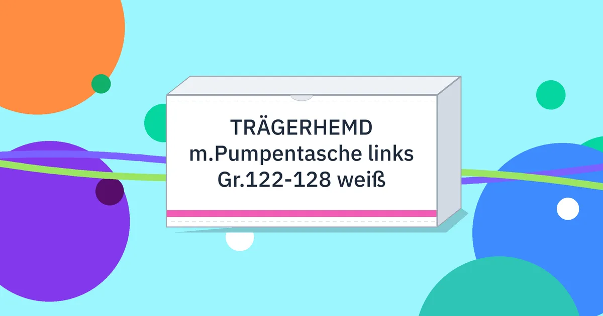 Symbolbild: Packung mit der Aufschrift TRÄGERHEMD m.Pumpentasche links Gr.122-128 weiß (PZN 17552577) – Verfügbarkeit und Bezug in Apotheken in Frankfurt am Main