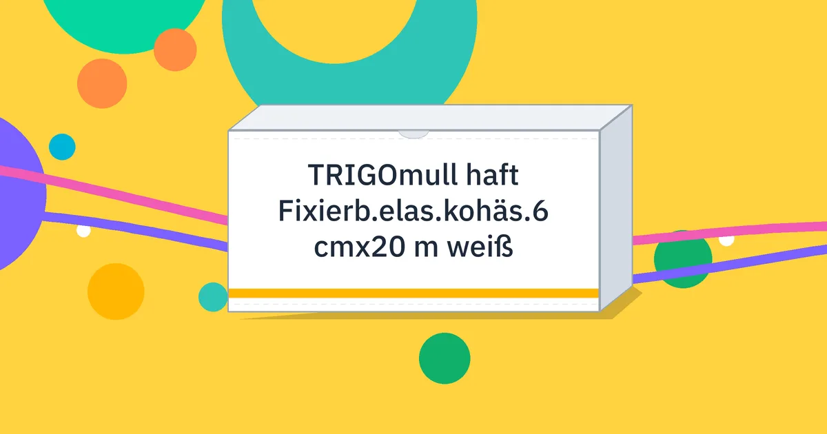 Symbolbild: Packung mit der Aufschrift TRIGOmull haft Fixierb.elas.kohäs.6 cmx20 m weiß (PZN 20342636) – Verfügbarkeit und Bezug in Apotheken in Frankfurt am Main