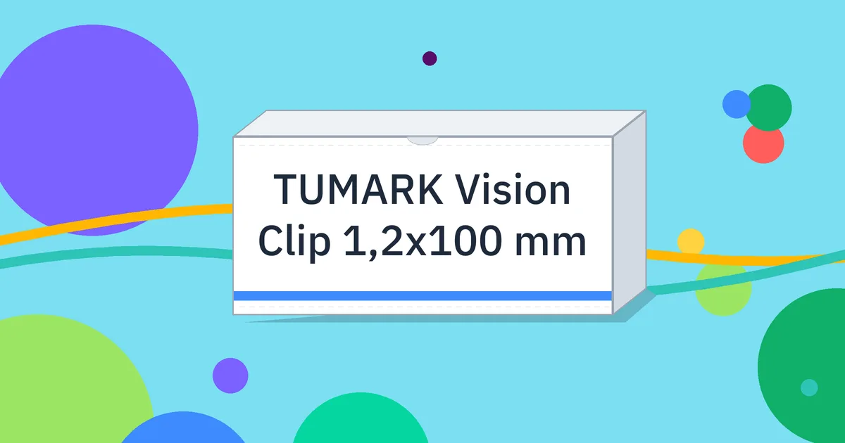 Symbolbild: Packung mit der Aufschrift TUMARK Vision Clip 1,2x100 mm (PZN 20086009) – Verfügbarkeit und Bezug in Apotheken in Frankfurt am Main