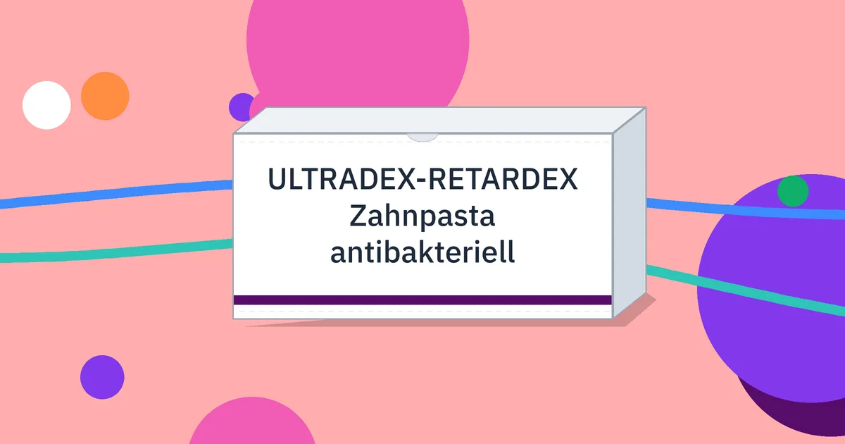 Symbolbild: Packung mit der Aufschrift ULTRADEX-RETARDEX Zahnpasta antibakteriell (PZN 02679645) – Verfügbarkeit und Bezug in Apotheken in Frankfurt am Main