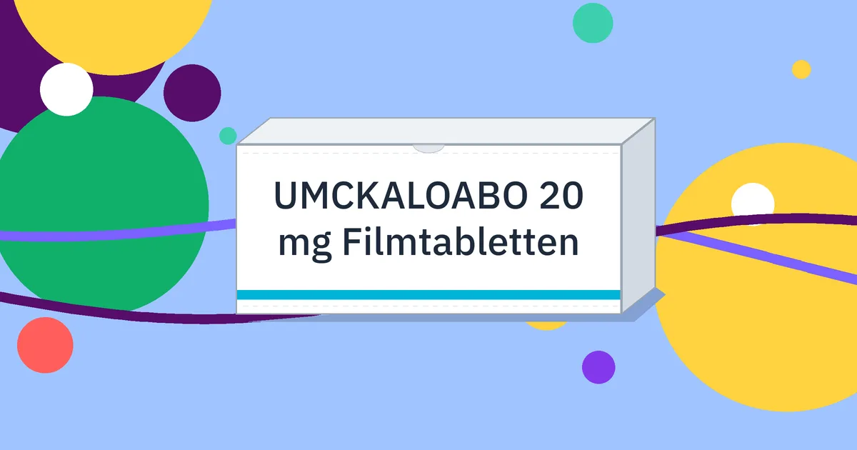Symbolbild: Packung mit der Aufschrift UMCKALOABO 20 mg Filmtabletten (PZN 00148820) – Verfügbarkeit und Bezug in Apotheken in Frankfurt am Main
