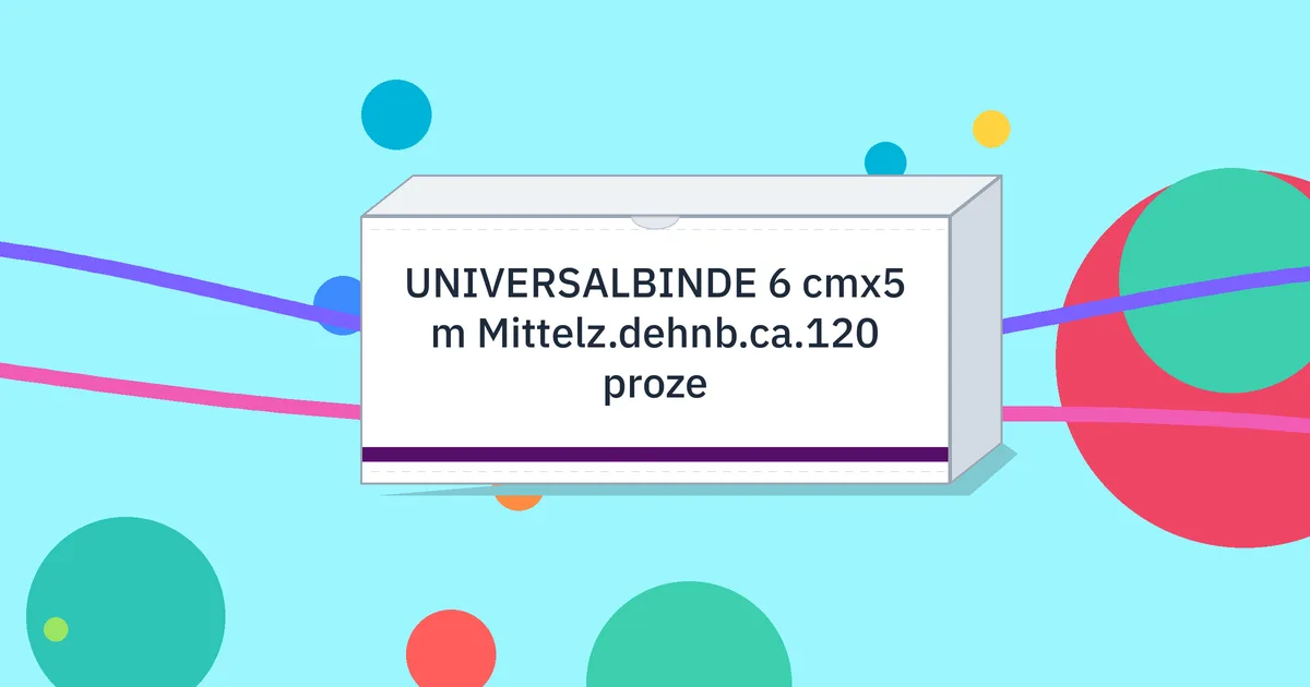 Symbolbild: Packung mit der Aufschrift UNIVERSALBINDE 6 cmx5 m Mittelz.dehnb.ca.120 proze (PZN 12775290) – Verfügbarkeit und Bezug in Apotheken in Frankfurt am Main