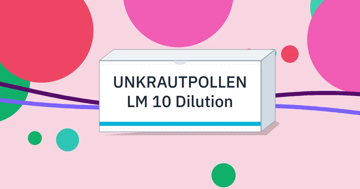 Symbolbild: Packung mit der Aufschrift UNKRAUTPOLLEN LM 10 Dilution (PZN 13255776) – Verfügbarkeit und Bezug in Apotheken in Frankfurt am Main