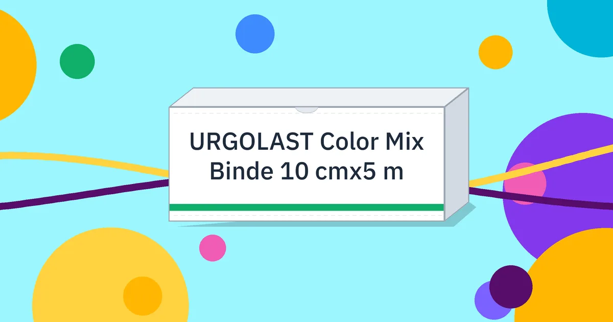 Symbolbild: Packung mit der Aufschrift URGOLAST Color Mix Binde 10 cmx5 m (PZN 01232818) – Verfügbarkeit und Bezug in Apotheken in Frankfurt am Main