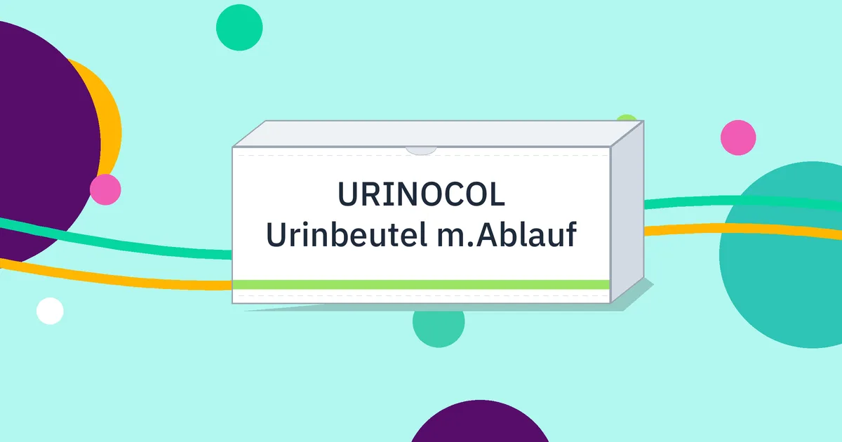 Symbolbild: Packung mit der Aufschrift URINOCOL Urinbeutel m.Ablauf (PZN 04648229) – Verfügbarkeit und Bezug in Apotheken in Frankfurt am Main