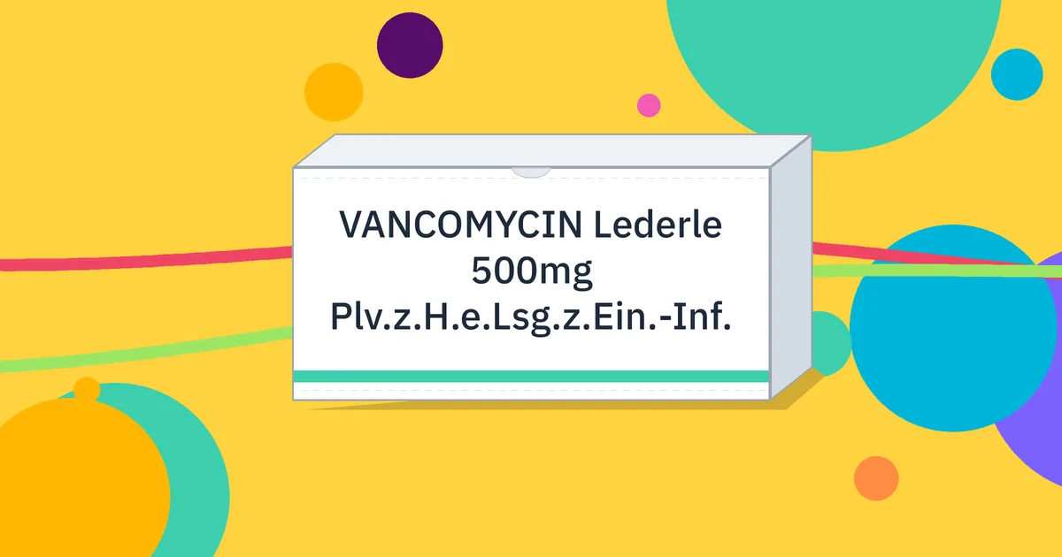 Symbolbild: Packung mit der Aufschrift VANCOMYCIN Lederle 500mg Plv.z.H.e.Lsg.z.Ein.-Inf. (PZN 07127376) – Verfügbarkeit und Bezug in Apotheken in Frankfurt am Main
