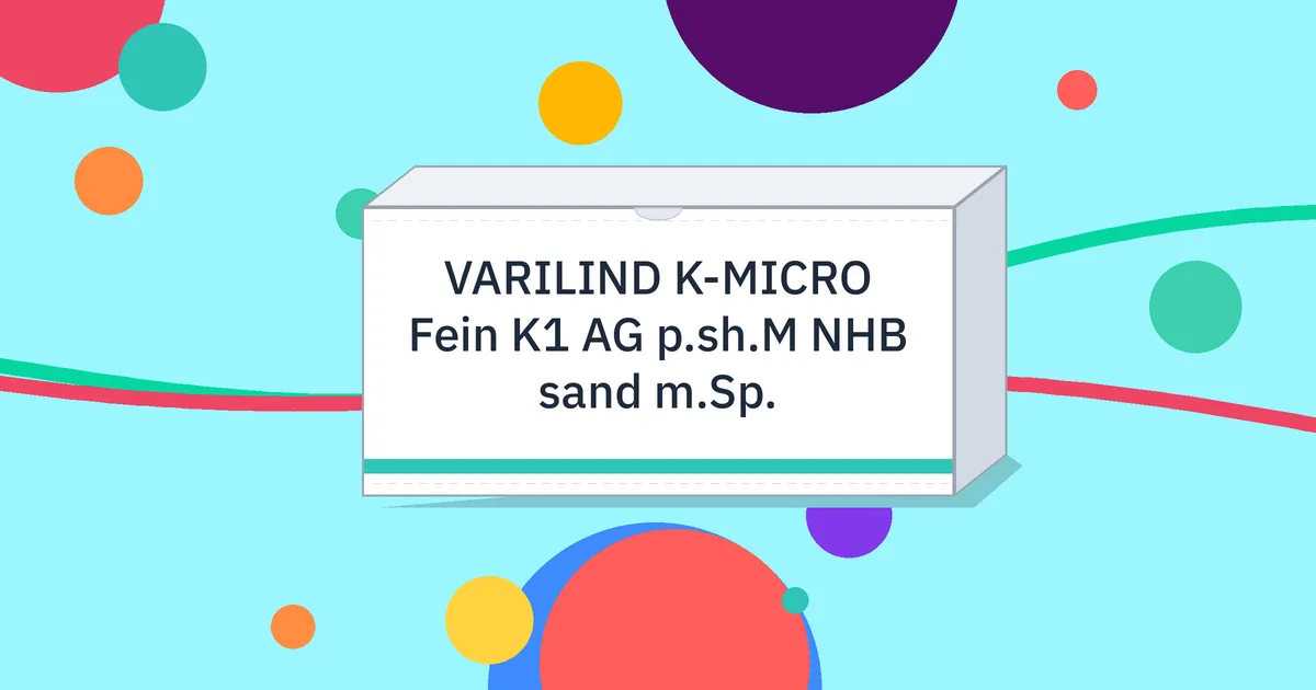 Symbolbild: Packung mit der Aufschrift VARILIND K-MICRO Fein K1 AG p.sh.M NHB sand m.Sp. (PZN 20554479) – Verfügbarkeit und Bezug in Apotheken in Frankfurt am Main