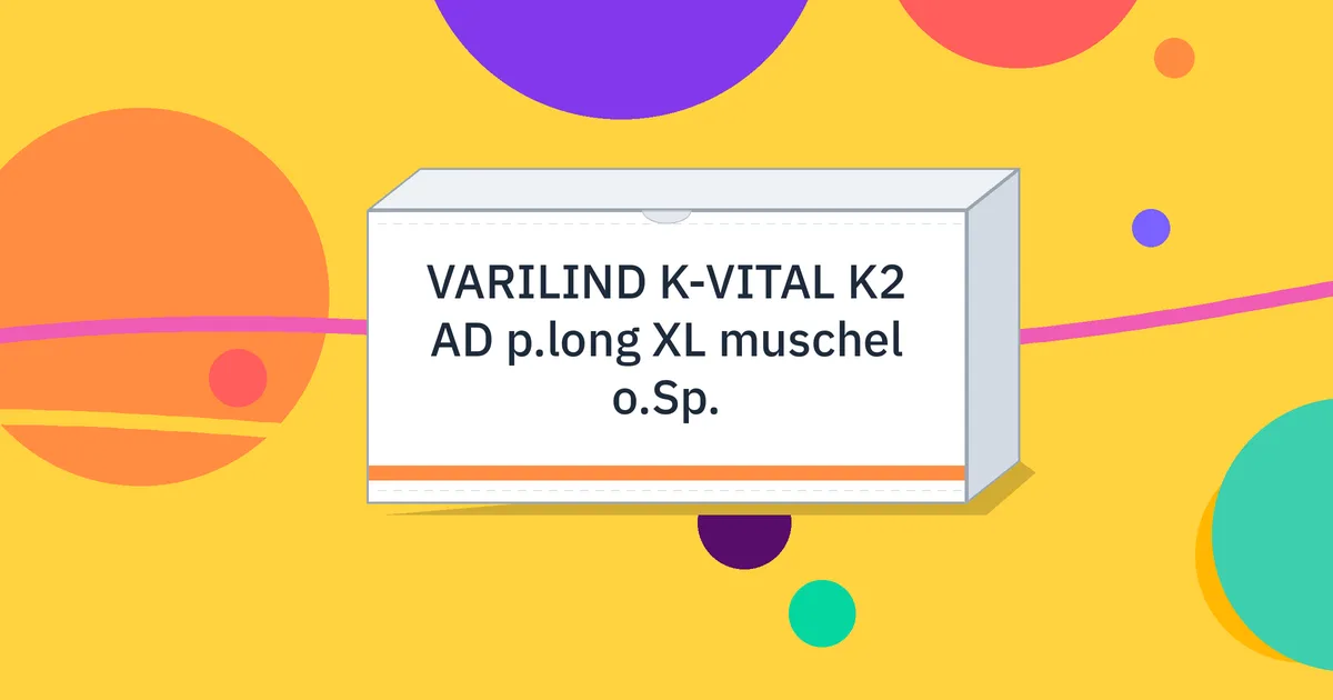 Symbolbild: Packung mit der Aufschrift VARILIND K-VITAL K2 AD p.long XL muschel o.Sp. (PZN 20568895) – Verfügbarkeit und Bezug in Apotheken in Frankfurt am Main