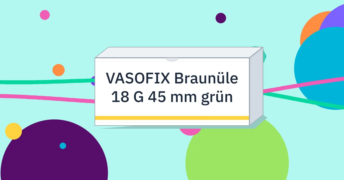 Symbolbild: Packung mit der Aufschrift VASOFIX Braunüle 18 G 45 mm grün (PZN 18198296) – Verfügbarkeit und Bezug in Apotheken in Frankfurt am Main