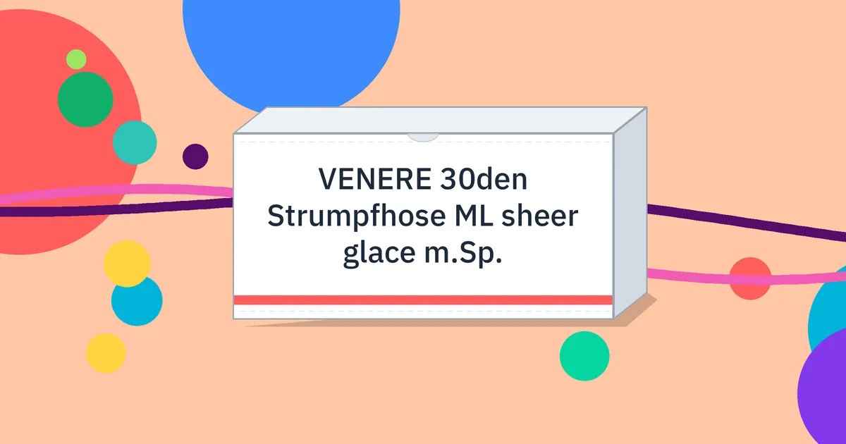 Symbolbild: Packung mit der Aufschrift VENERE 30den Strumpfhose ML sheer glace m.Sp. (PZN 16172476) – Verfügbarkeit und Bezug in Apotheken in Frankfurt am Main