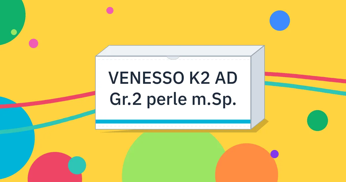 Symbolbild: Packung mit der Aufschrift VENESSO K2 AD Gr.2 perle m.Sp. (PZN 03257001) – Verfügbarkeit und Bezug in Apotheken in Frankfurt am Main