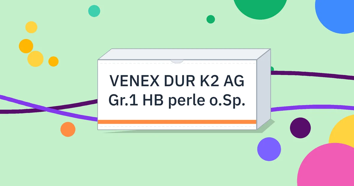 Symbolbild: Packung mit der Aufschrift VENEX DUR K2 AG Gr.1 HB perle o.Sp. (PZN 03220162) – Verfügbarkeit und Bezug in Apotheken in Frankfurt am Main