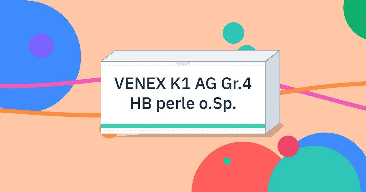 Symbolbild: Packung mit der Aufschrift VENEX K1 AG Gr.4 HB perle o.Sp. (PZN 03193123) – Verfügbarkeit und Bezug in Apotheken in Frankfurt am Main