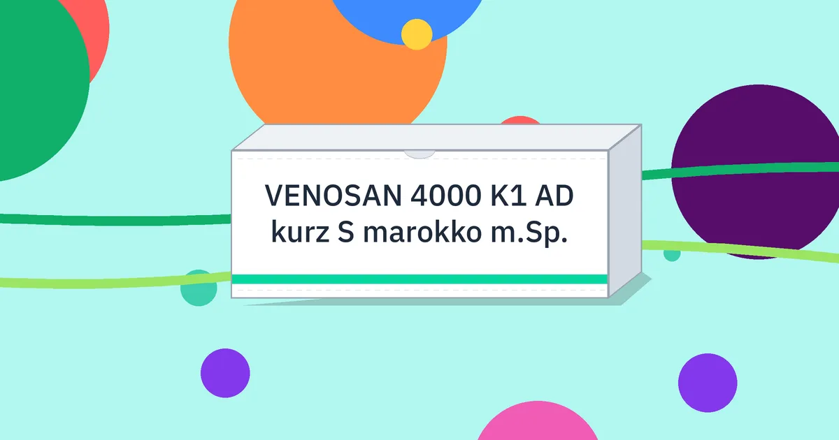 Symbolbild: Packung mit der Aufschrift VENOSAN 4000 K1 AD kurz S marokko m.Sp. (PZN 14424844) – Verfügbarkeit und Bezug in Apotheken in Frankfurt am Main