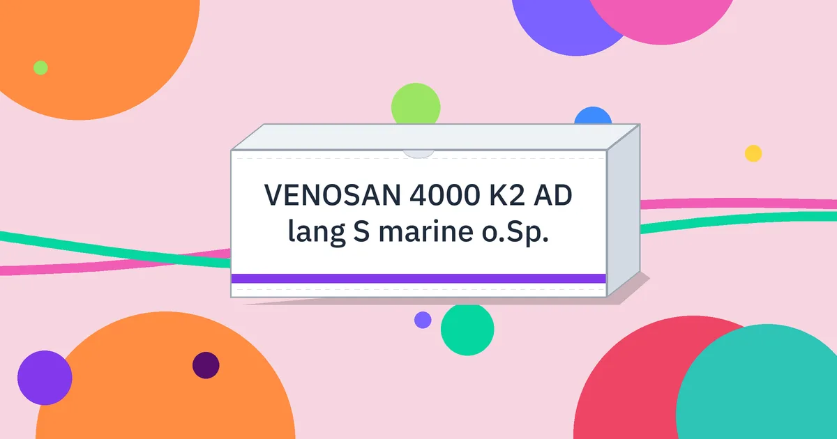 Symbolbild: Packung mit der Aufschrift VENOSAN 4000 K2 AD lang S marine o.Sp. (PZN 16601954) – Verfügbarkeit und Bezug in Apotheken in Frankfurt am Main