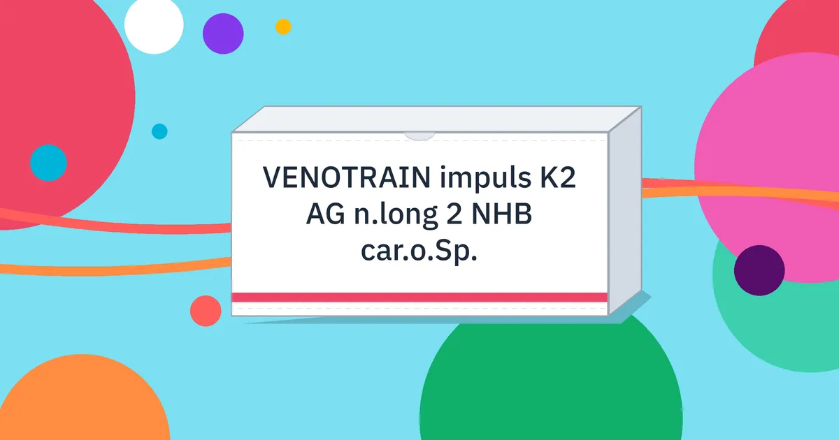 Symbolbild: Packung mit der Aufschrift VENOTRAIN impuls K2 AG n.long 2 NHB car.o.Sp. (PZN 08421557) – Verfügbarkeit und Bezug in Apotheken in Frankfurt am Main
