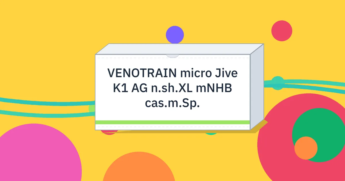 Symbolbild: Packung mit der Aufschrift VENOTRAIN micro Jive K1 AG n.sh.XL mNHB cas.m.Sp. (PZN 20766282) – Verfügbarkeit und Bezug in Apotheken in Frankfurt am Main
