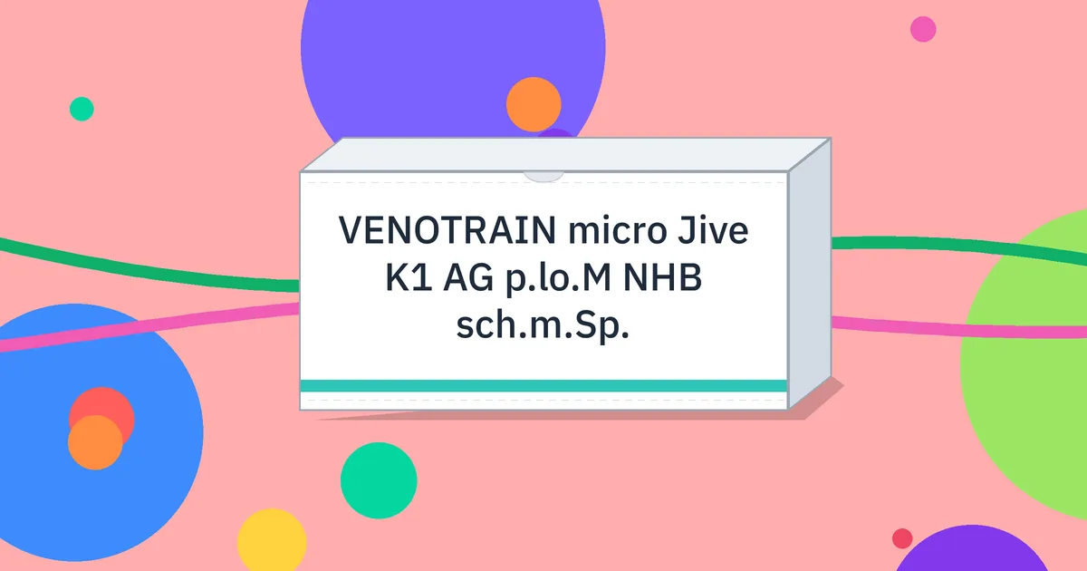 Symbolbild: Packung mit der Aufschrift VENOTRAIN micro Jive K1 AG p.lo.M NHB sch.m.Sp. (PZN 17768188) – Verfügbarkeit und Bezug in Apotheken in Frankfurt am Main