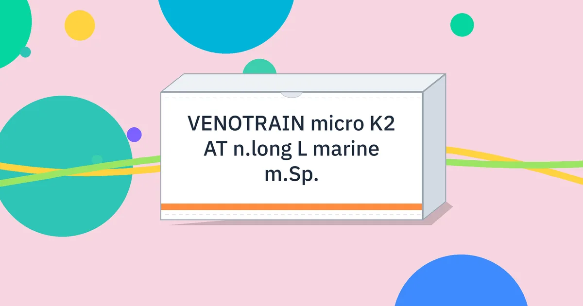 Symbolbild: Packung mit der Aufschrift VENOTRAIN micro K2 AT n.long L marine m.Sp. (PZN 03154146) – Verfügbarkeit und Bezug in Apotheken in Frankfurt am Main