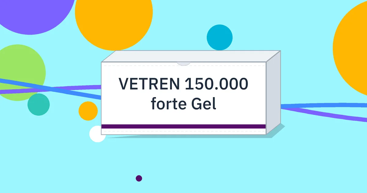Symbolbild: Packung mit der Aufschrift VETREN 150.000 forte Gel (PZN 01439809) – Verfügbarkeit und Bezug in Apotheken in Frankfurt am Main