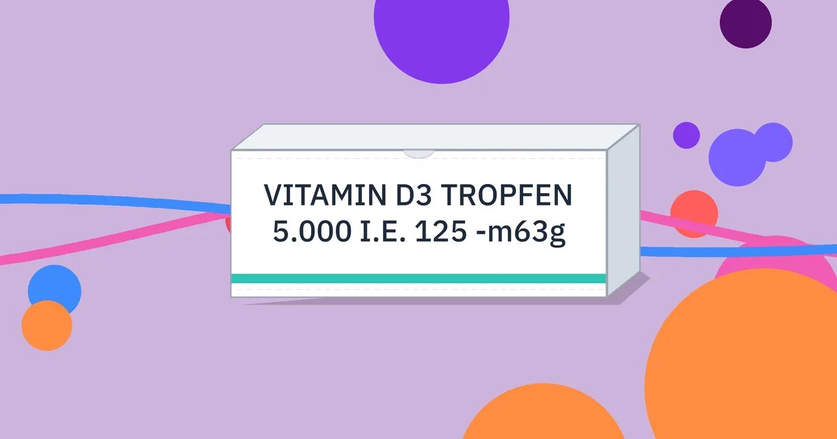 Symbolbild: Packung mit der Aufschrift VITAMIN D3 TROPFEN 5.000 I.E. 125 -m63g (PZN 14347960) – Verfügbarkeit und Bezug in Apotheken in Frankfurt am Main