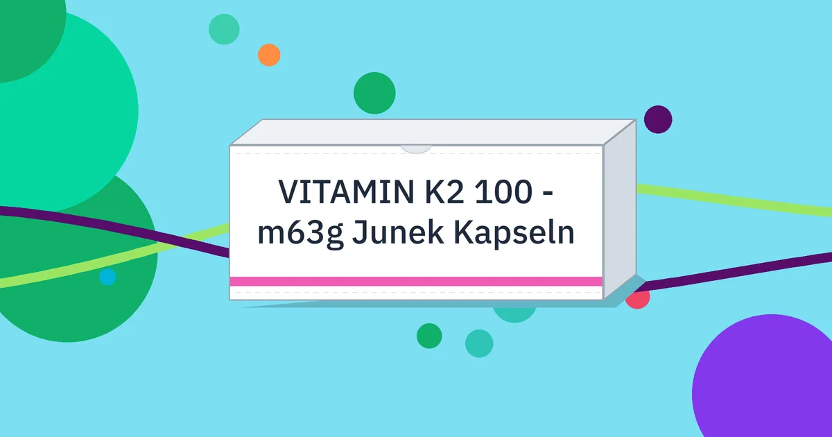Symbolbild: Packung mit der Aufschrift VITAMIN K2 100 -m63g Junek Kapseln (PZN 10335753) – Verfügbarkeit und Bezug in Apotheken in Frankfurt am Main
