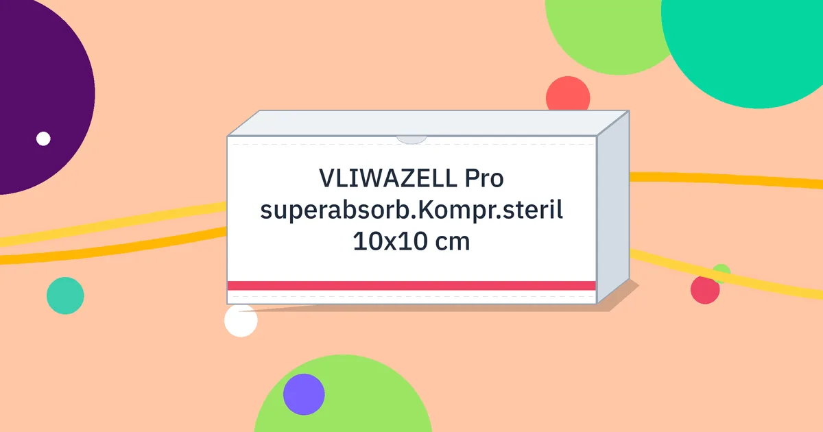 Symbolbild: Packung mit der Aufschrift VLIWAZELL Pro superabsorb.Kompr.steril 10x10 cm (PZN 20869409) – Verfügbarkeit und Bezug in Apotheken in Frankfurt am Main