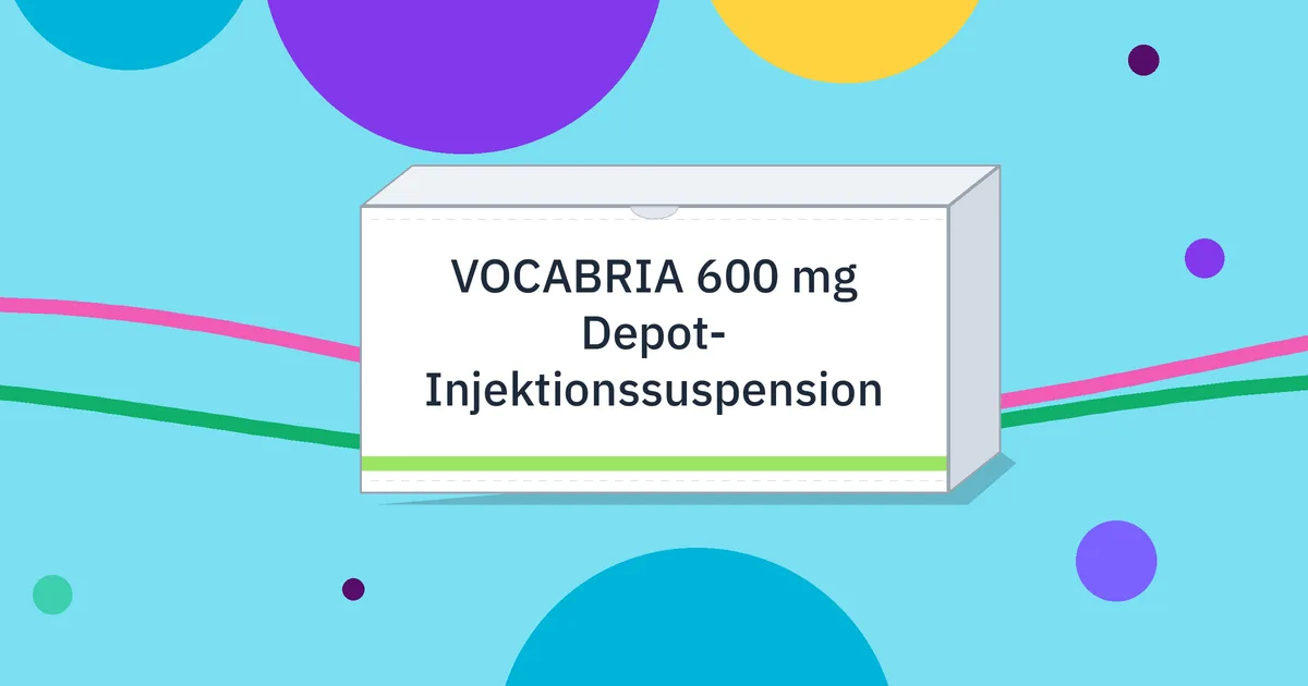 Symbolbild: Packung mit der Aufschrift VOCABRIA 600 mg Depot-Injektionssuspension (PZN 18214836) – Verfügbarkeit und Bezug in Apotheken in Frankfurt am Main