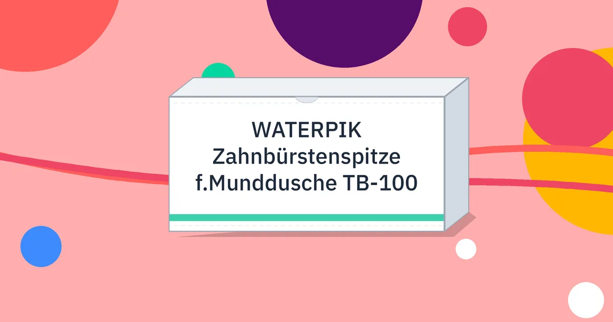 Symbolbild: Packung mit der Aufschrift WATERPIK Zahnbürstenspitze f.Munddusche TB-100 (PZN 15530525) – Verfügbarkeit und Bezug in Apotheken in Frankfurt am Main