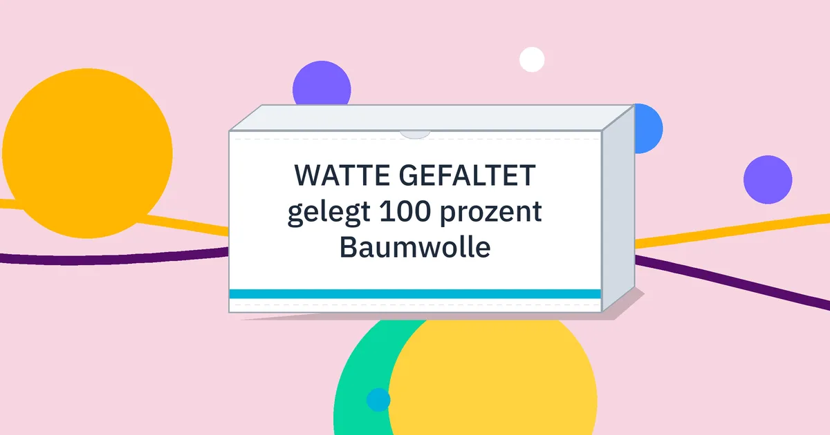 Symbolbild: Packung mit der Aufschrift WATTE GEFALTET gelegt 100 prozent Baumwolle (PZN 18715047) – Verfügbarkeit und Bezug in Apotheken in Frankfurt am Main