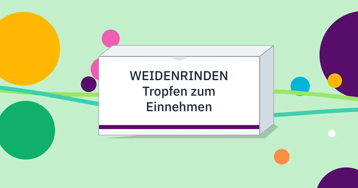 Symbolbild: Packung mit der Aufschrift WEIDENRINDEN Tropfen zum Einnehmen (PZN 11366129) – Verfügbarkeit und Bezug in Apotheken in Frankfurt am Main
