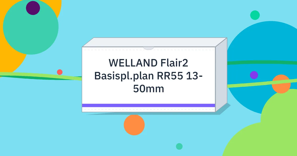 Symbolbild: Packung mit der Aufschrift WELLAND Flair2 Basispl.plan RR55 13-50mm (PZN 04740550) – Verfügbarkeit und Bezug in Apotheken in Frankfurt am Main
