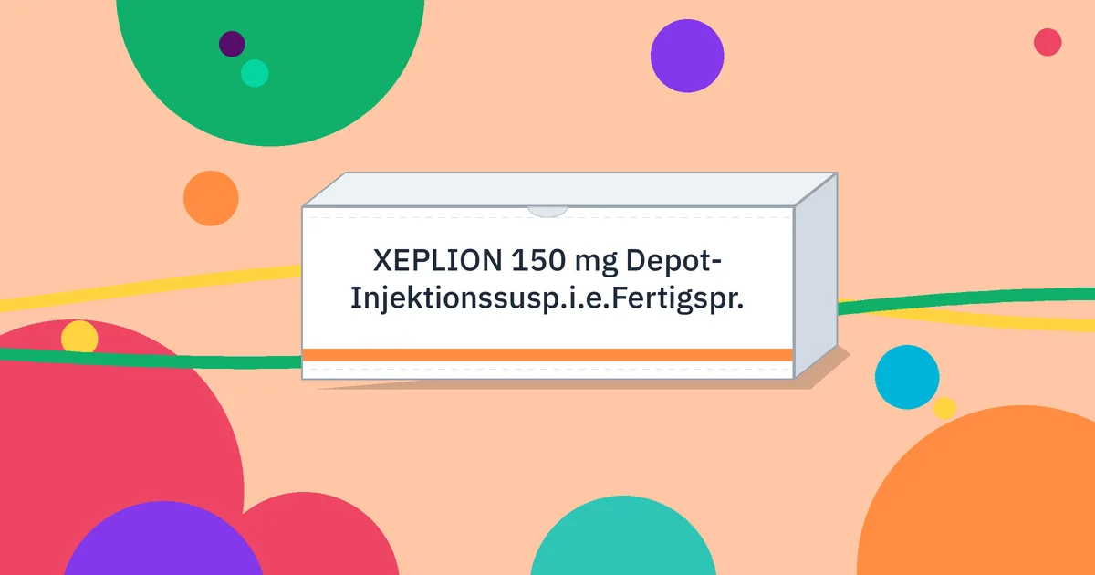Symbolbild: Packung mit der Aufschrift XEPLION 150 mg Depot-Injektionssusp.i.e.Fertigspr. (PZN 09393389) – Verfügbarkeit und Bezug in Apotheken in Frankfurt am Main