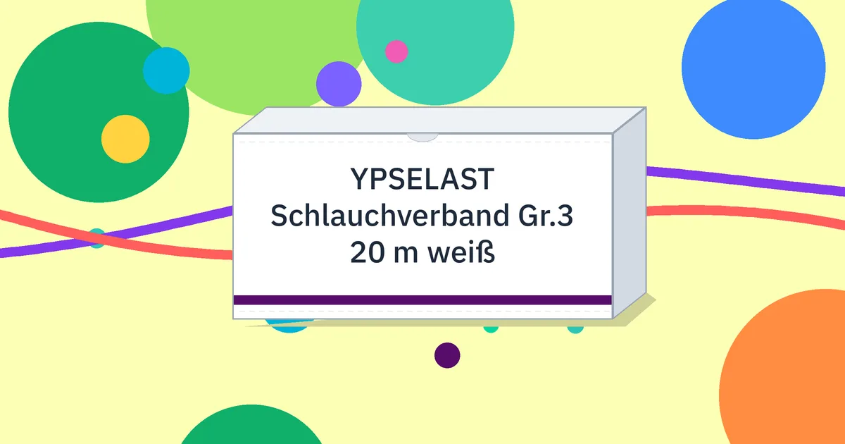 Symbolbild: Packung mit der Aufschrift YPSELAST Schlauchverband Gr.3 20 m weiß (PZN 20364661) – Verfügbarkeit und Bezug in Apotheken in Frankfurt am Main