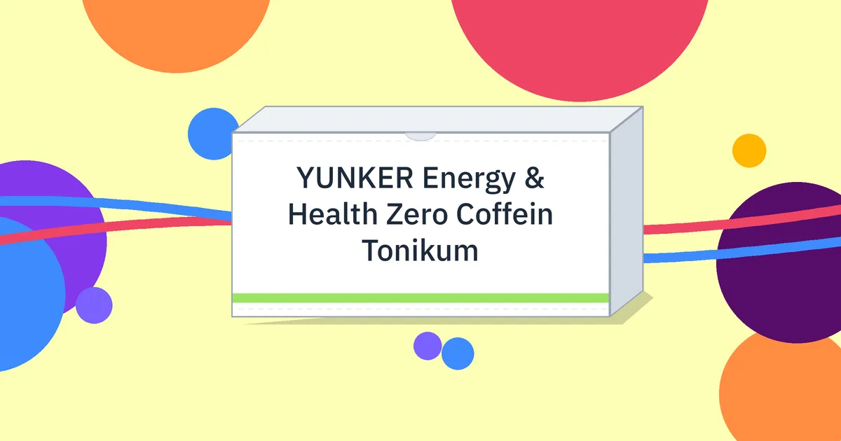 Symbolbild: Packung mit der Aufschrift YUNKER Energy & Health Zero Coffein Tonikum (PZN 19902047) – Verfügbarkeit und Bezug in Apotheken in Frankfurt am Main