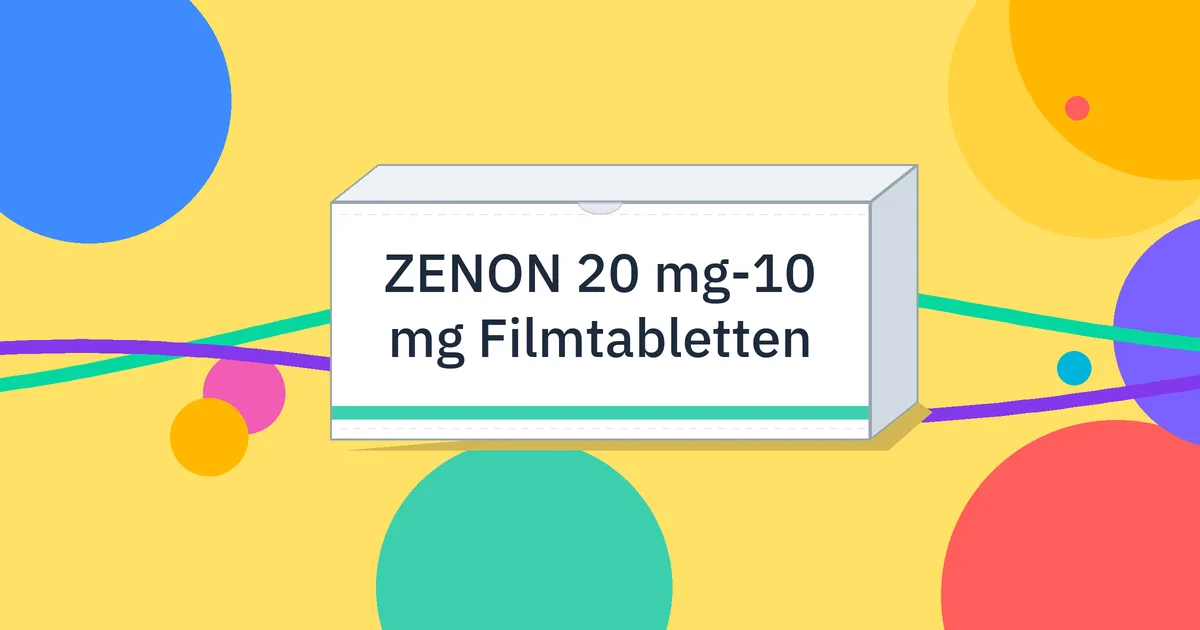 Symbolbild: Packung mit der Aufschrift ZENON 20 mg-10 mg Filmtabletten (PZN 20157264) – Verfügbarkeit und Bezug in Apotheken in Frankfurt am Main