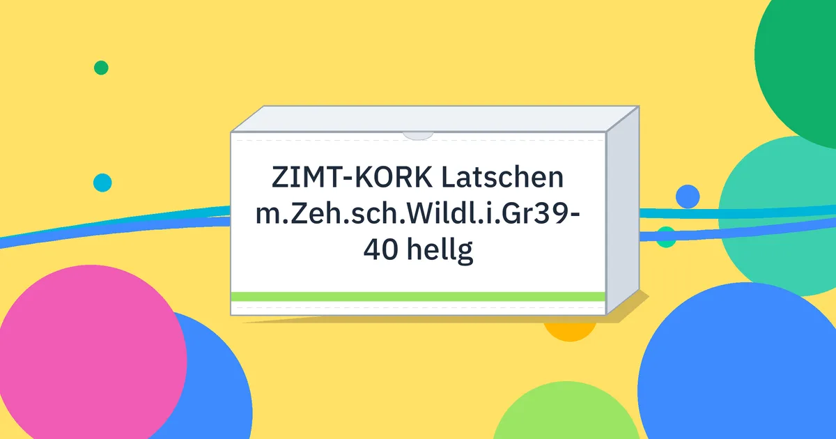 Symbolbild: Packung mit der Aufschrift ZIMT-KORK Latschen m.Zeh.sch.Wildl.i.Gr39-40 hellg (PZN 19728945) – Verfügbarkeit und Bezug in Apotheken in Frankfurt am Main