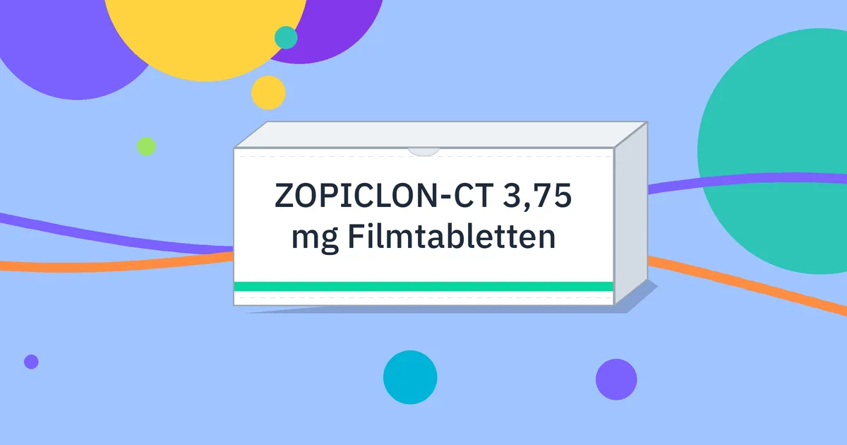 Symbolbild: Packung mit der Aufschrift ZOPICLON-CT 3,75 mg Filmtabletten (PZN 00604790) – Verfügbarkeit und Bezug in Apotheken in Frankfurt am Main