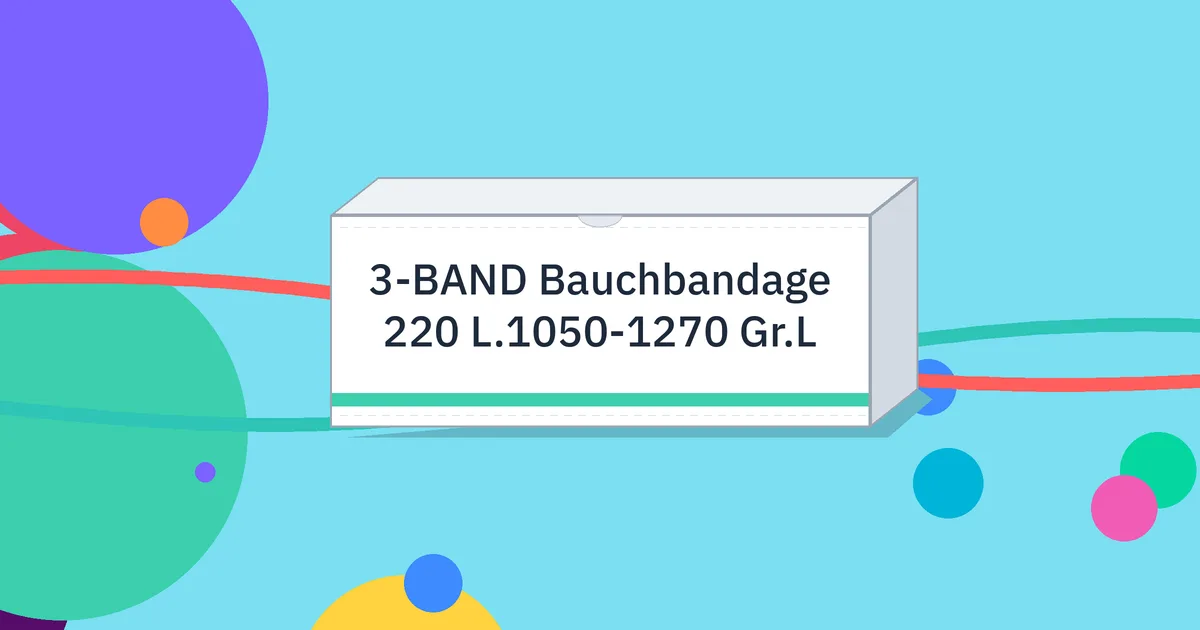 Symbolbild: Packung mit der Aufschrift 3-BAND Bauchbandage 220 L.1050-1270 Gr.L (PZN 02903611) – Verfügbarkeit und Bezug in Apotheken in Frankfurt am Main