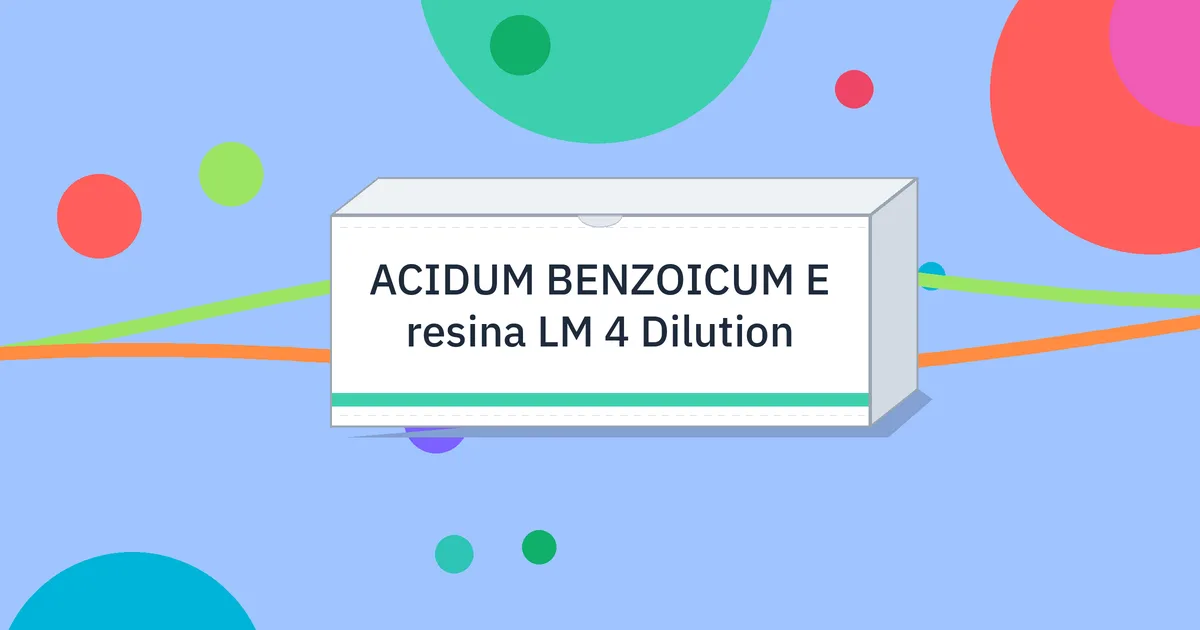 Symbolbild: Packung mit der Aufschrift ACIDUM BENZOICUM E resina LM 4 Dilution (PZN 16241504) – Verfügbarkeit und Bezug in Apotheken in Frankfurt am Main