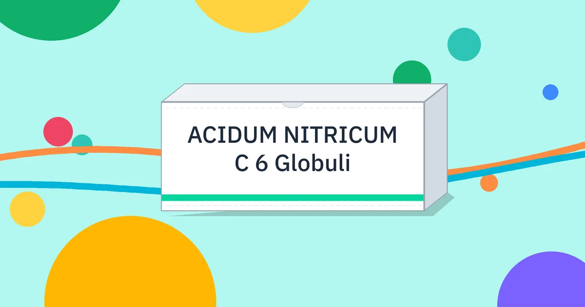 Symbolbild: Packung mit der Aufschrift ACIDUM NITRICUM C 6 Globuli (PZN 04200954) – Verfügbarkeit und Bezug in Apotheken in Frankfurt am Main