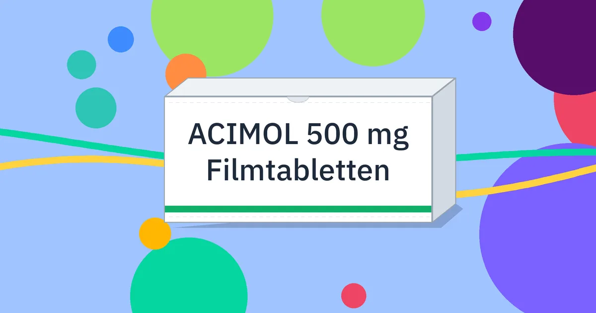 Symbolbild: Packung mit der Aufschrift ACIMOL 500 mg Filmtabletten (PZN 16351285) – Verfügbarkeit und Bezug in Apotheken in Frankfurt am Main