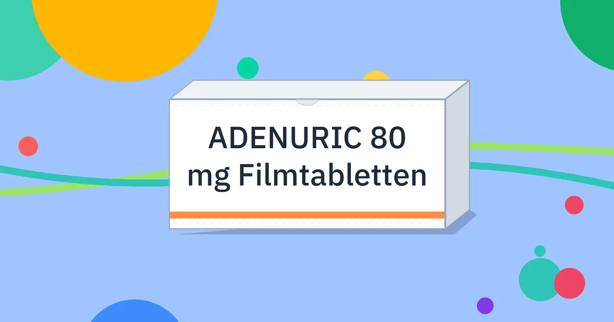 Symbolbild: Packung mit der Aufschrift ADENURIC 80 mg Filmtabletten (PZN 19671145) – Verfügbarkeit und Bezug in Apotheken in Frankfurt am Main