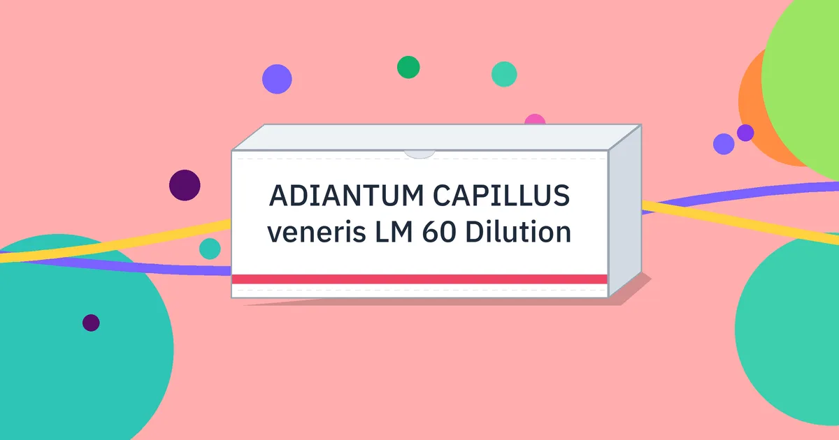 Symbolbild: Packung mit der Aufschrift ADIANTUM CAPILLUS veneris LM 60 Dilution (PZN 13295988) – Verfügbarkeit und Bezug in Apotheken in Frankfurt am Main
