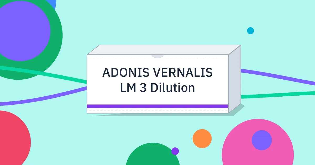 Symbolbild: Packung mit der Aufschrift ADONIS VERNALIS LM 3 Dilution (PZN 12754796) – Verfügbarkeit und Bezug in Apotheken in Frankfurt am Main